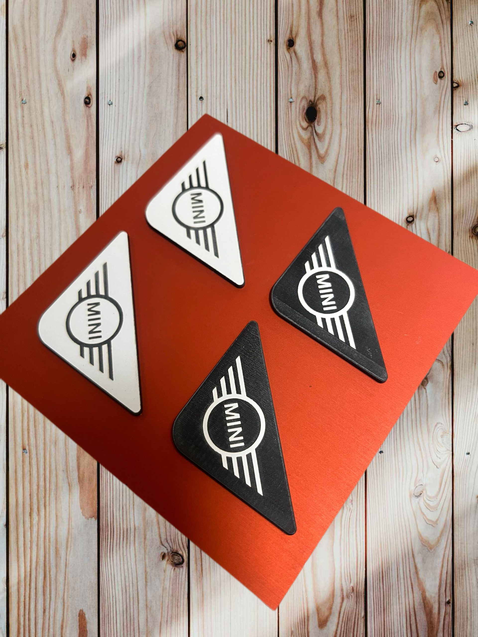 2x Mini Number Plate corner logo's acrylic engraved - The Sticker Guys