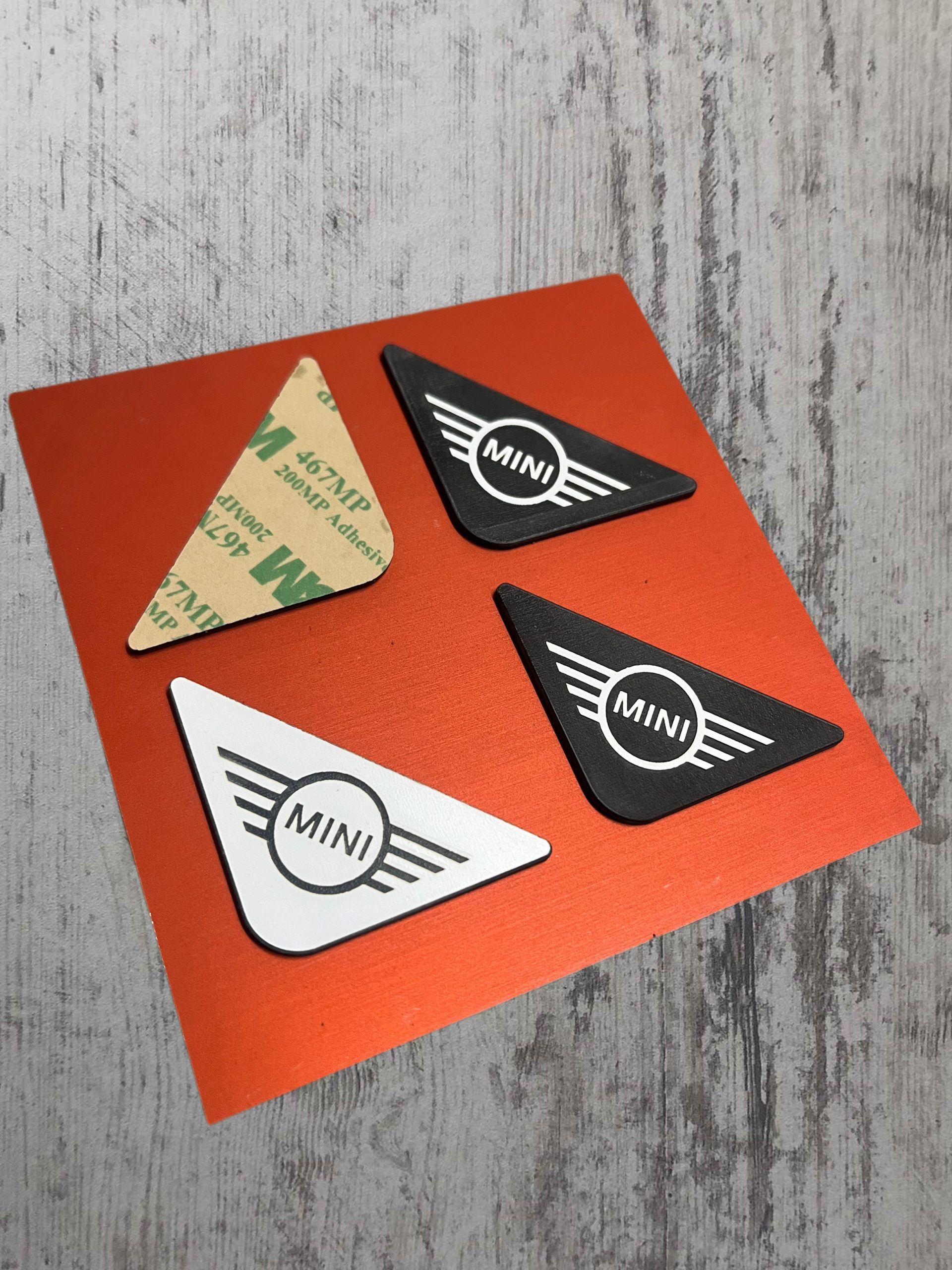 2x Mini Number Plate corner logo's acrylic engraved - The Sticker Guys